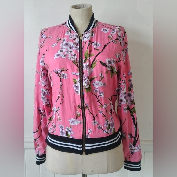 Ruby Rocks | Jackets & Coats | Ruby Rocks Pink Floral Bomber Jacket Nwt ...